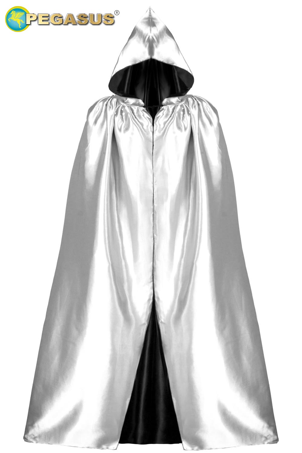 Mantello cappuccio double bianco-nero adulto